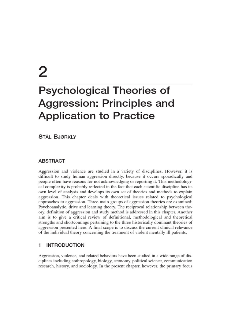 Psychological Theories of Aggression Principles and Application | PDF