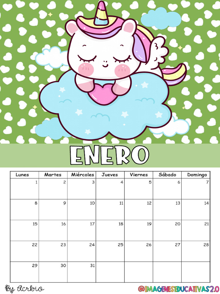 Calendario Escolar 2024 Unicornios | PDF