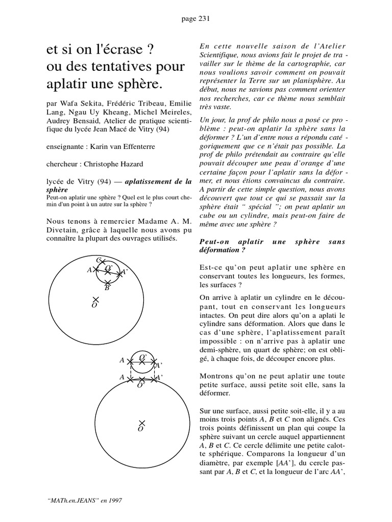 Aplatir une sphère sans déformation ? | PDF | Angle | Cercle