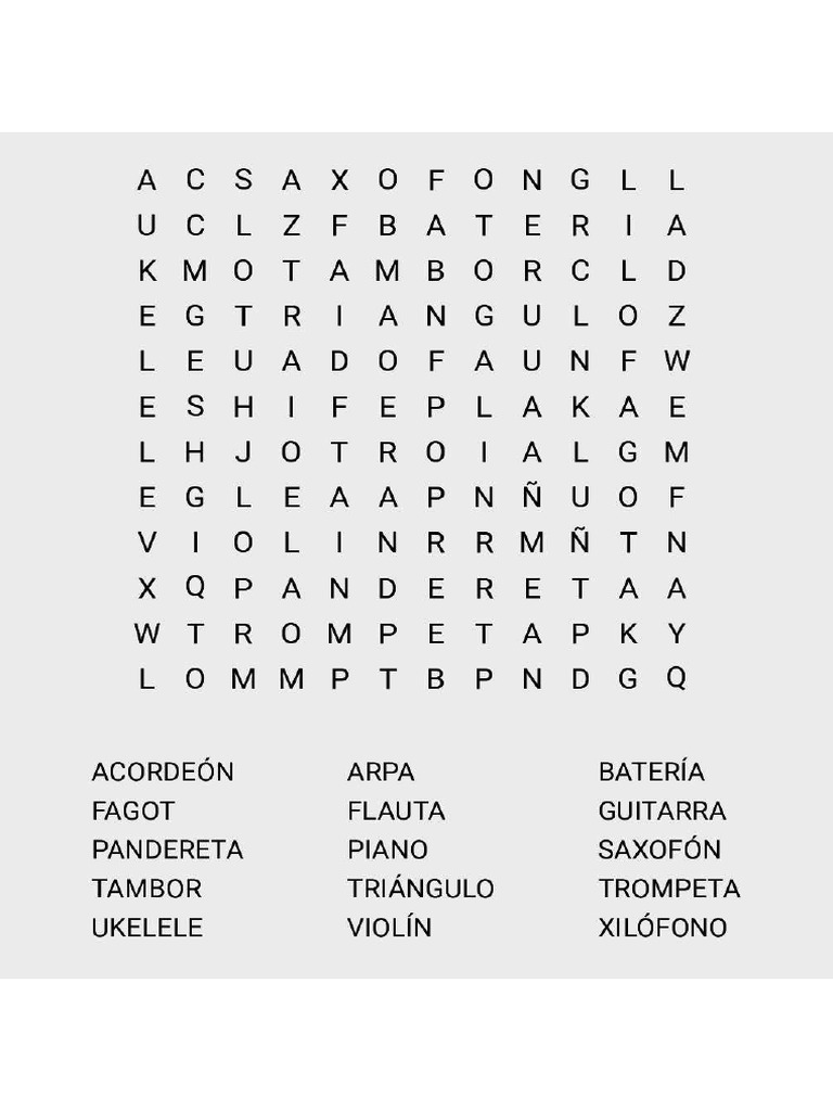 Sopa de Letras Con Instrumentos Musicales | PDF