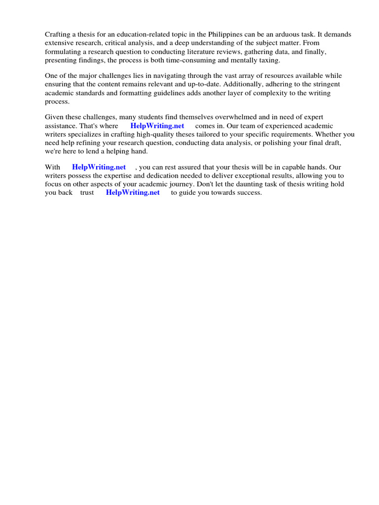 Thesis Title For Education in The Philippines | PDF | Thesis | Expert