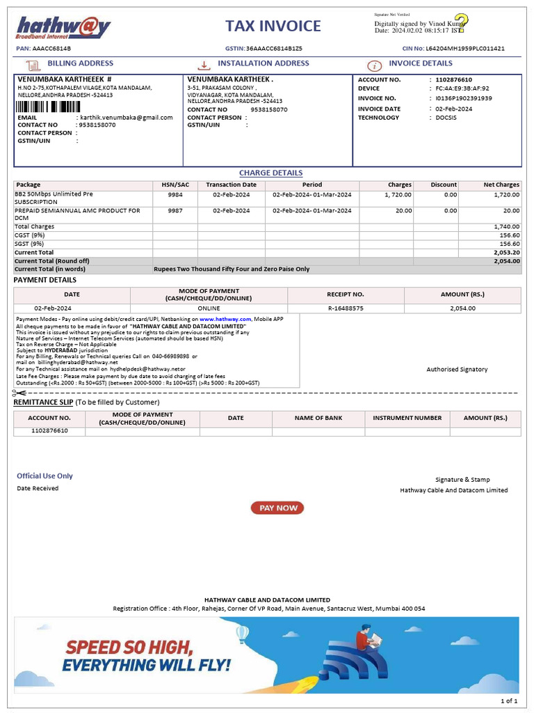 Invoice - 1102876610 - Jan | PDF | Payments | Cheque