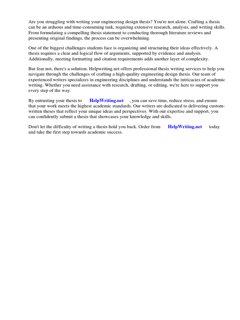 Engineering Thesis Writing Help | PDF | Engineering | Engineering Design Process