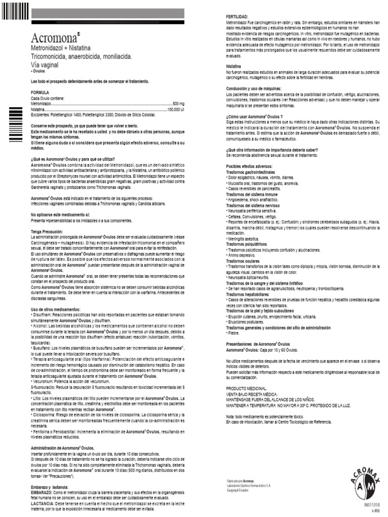 Acromona Vulos Ins11310 | PDF | Medicamentos con receta | Drogas