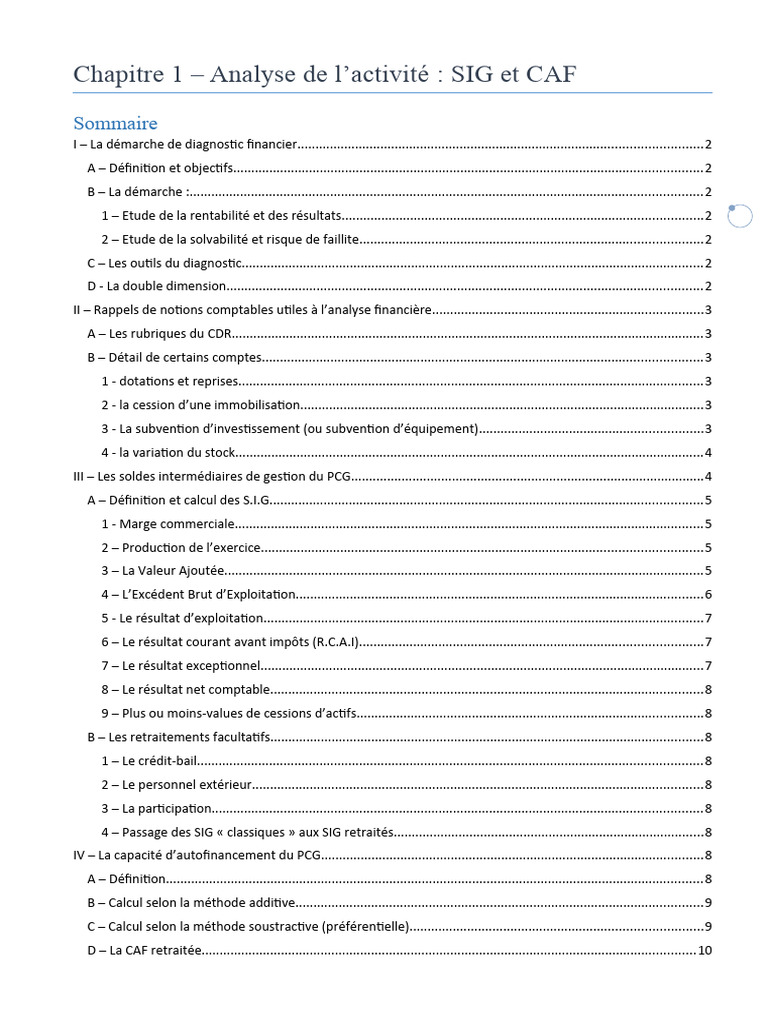 Chapitre 1 Analyse de L Activite SIG CAF | PDF