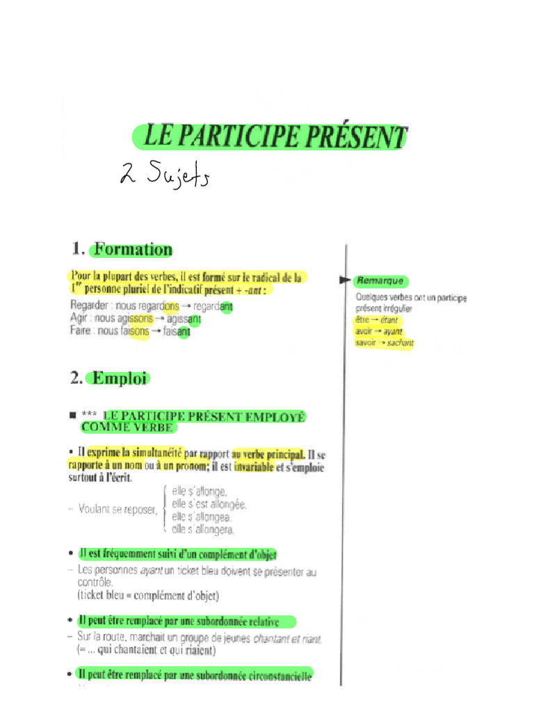 Participe Present Passe Gerondif | PDF