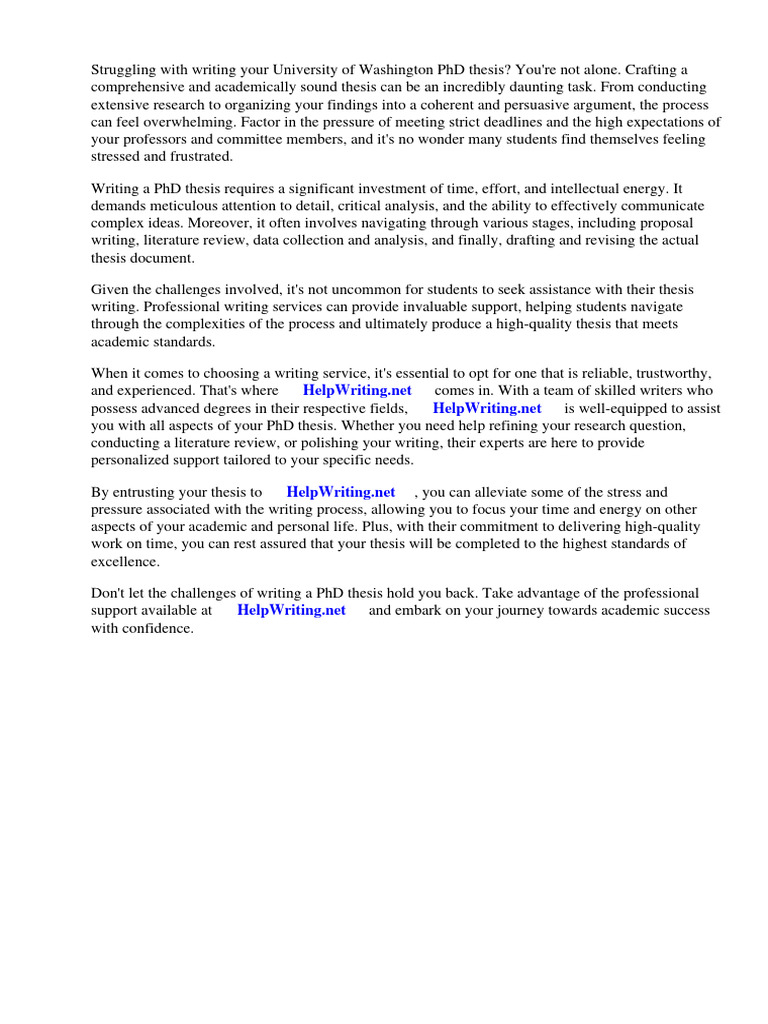 University of Washington PHD Thesis | PDF