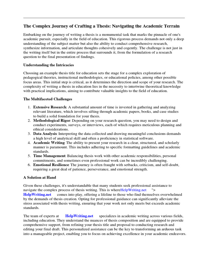 Example Thesis Title for Education | PDF