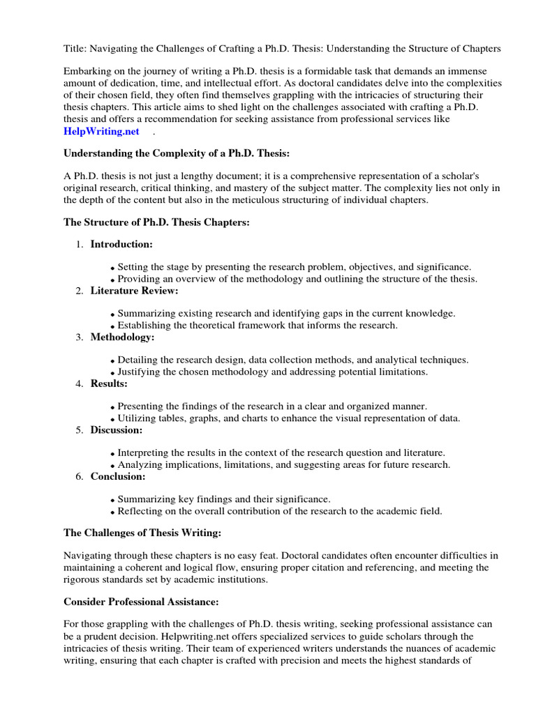 PHD Thesis Structure Chapters | PDF | Thesis | Citation