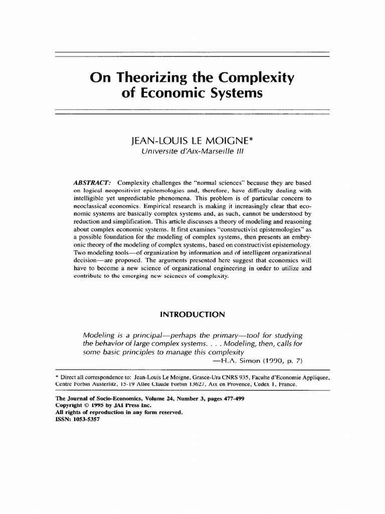 Theorisation de La Complex Des System Eco | PDF | Reason | Economics