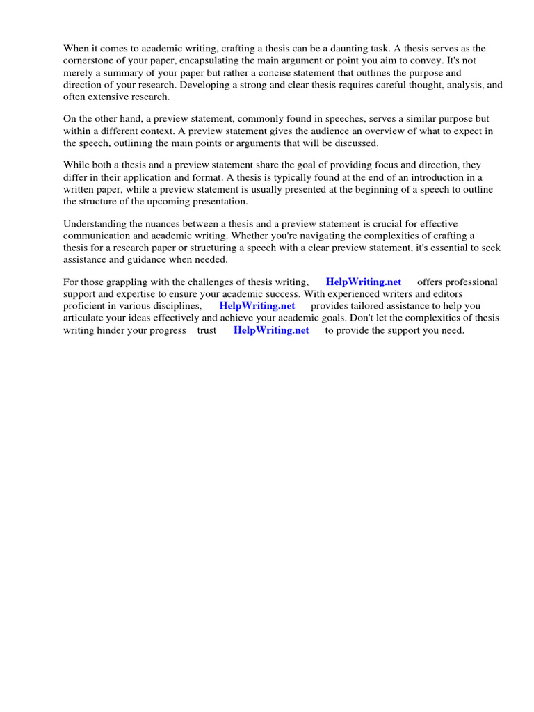 What Is The Difference Between A Thesis and A Preview Statement in A ...