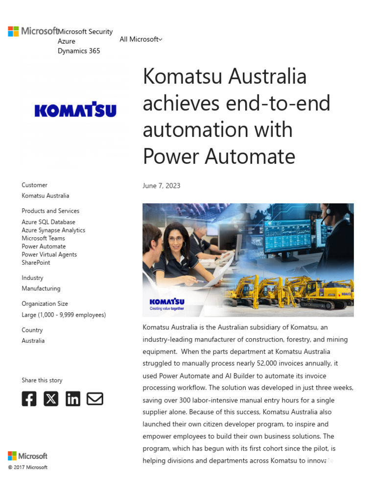 Automating Invoicing at Komatsu Australia | PDF | Microsoft | Automation