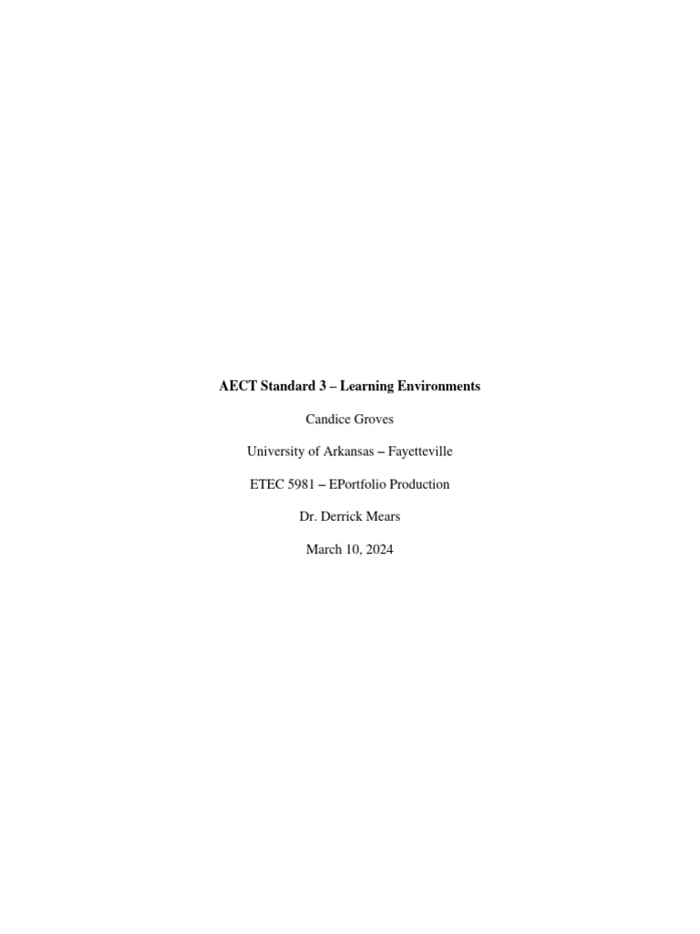 aect standard 3 - environment - candice groves | PDF