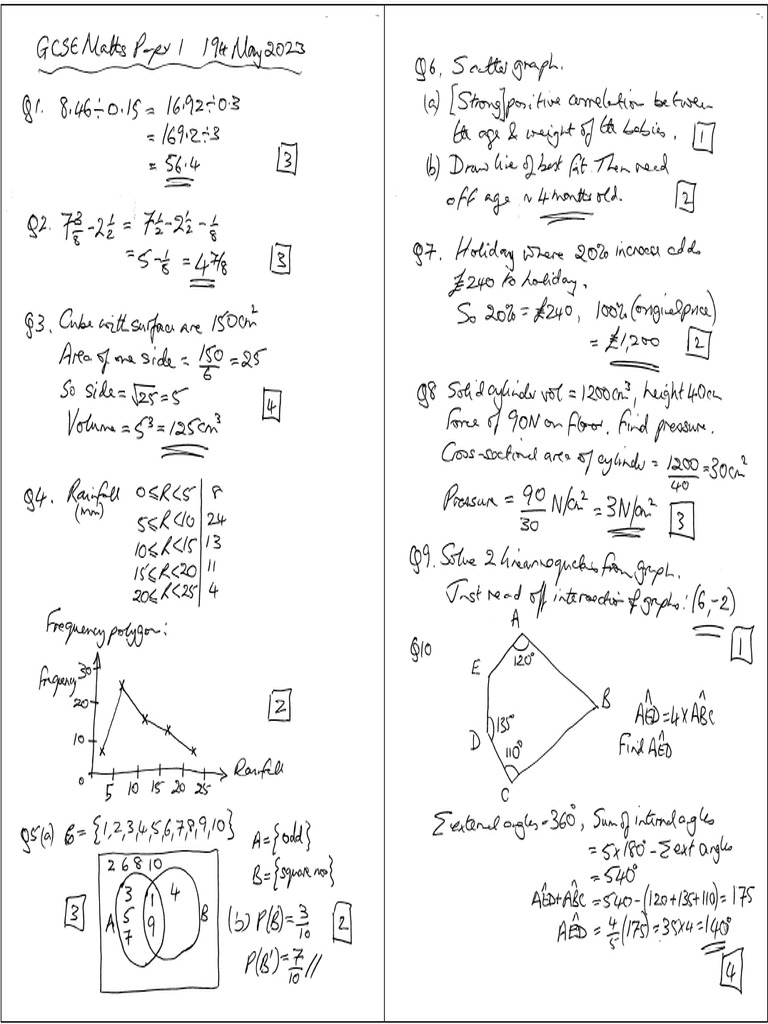 Edexcel Maths GCSE 1H May 2023 (2-Up) | PDF