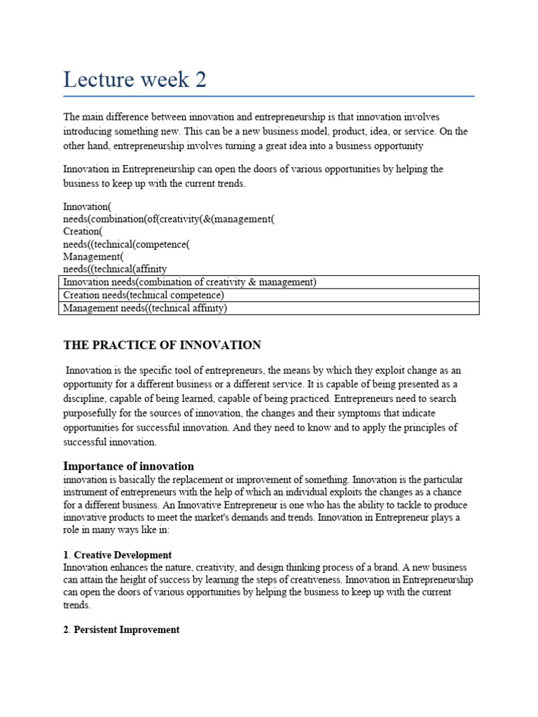 Lecture Week 2 Entrepreneurship | PDF | Entrepreneurship | Lean Manufacturing