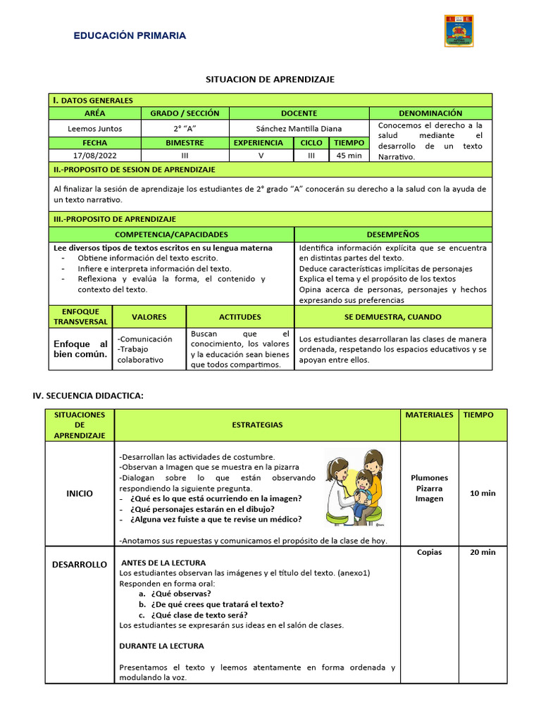 Leemos Juntos-Sesion de Aprendizaje | PDF