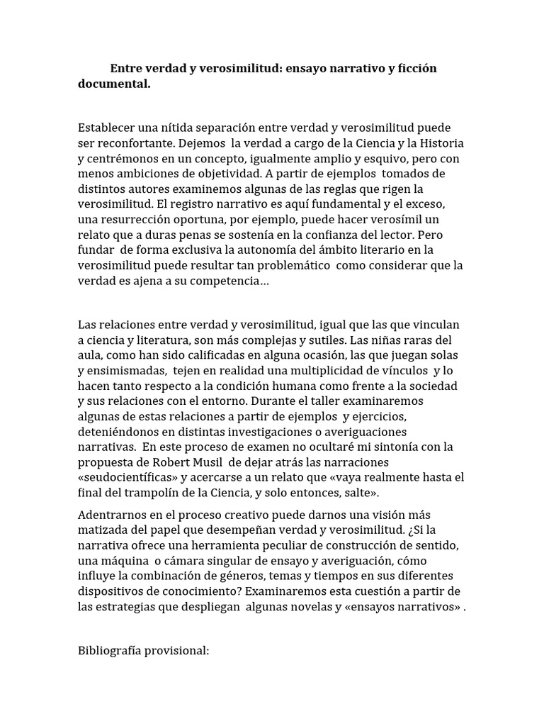 Verdad y Verosimilitud en Narrativa | PDF | Verdad | Conocimiento