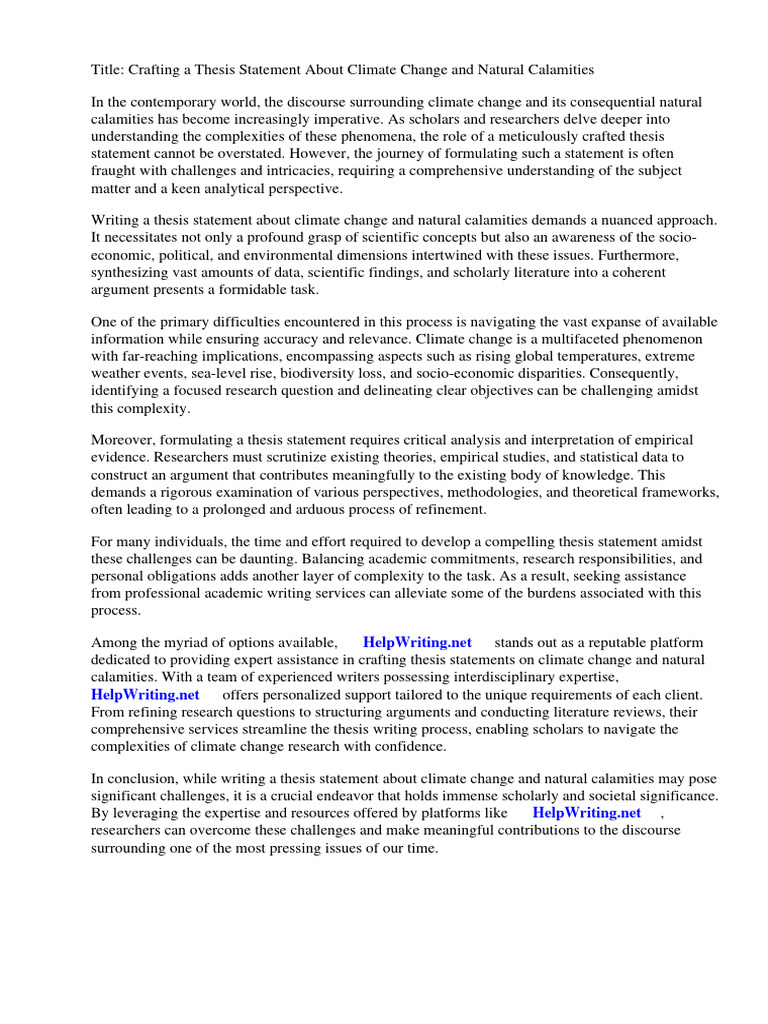 Thesis Statement About Climate Change and Natural Calamities | PDF ...