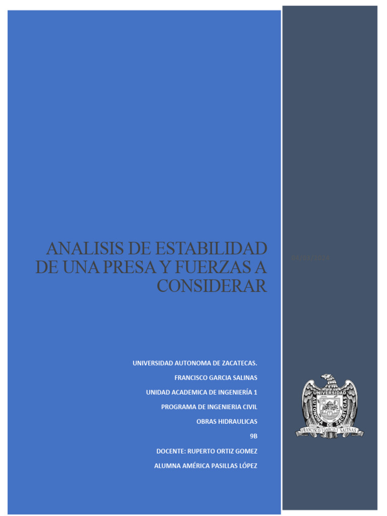 28 - 9B Tarea #3.1 Pasillas López Ej2024 | PDF | Represa | Hormigón