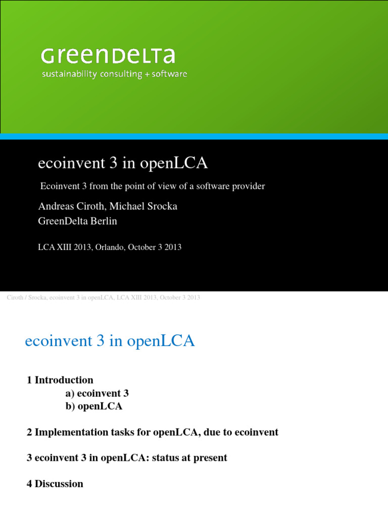 LCA XIII Ecoinvent OpenLCA Final | PDF | Life Cycle Assessment | Databases