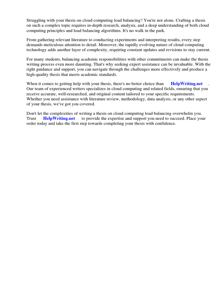 Thesis On Cloud Computing Load Balancing | PDF | Load Balancing (Computing) | Cloud Computing