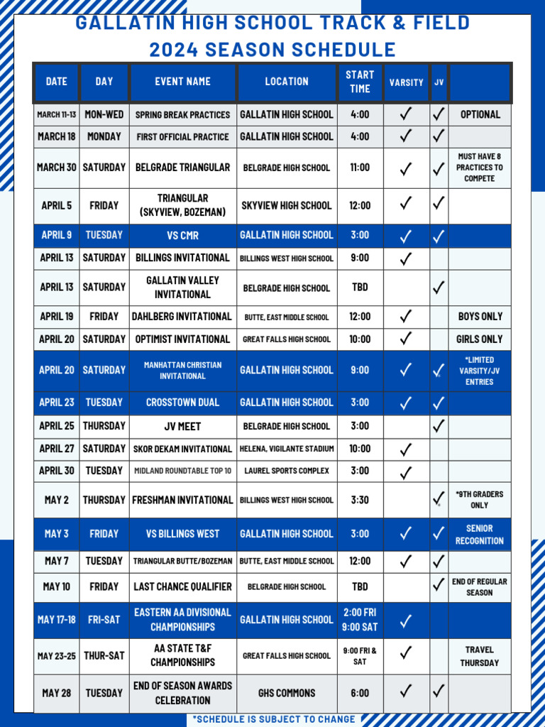 2024 ghs track field schedule updated 3 | PDF