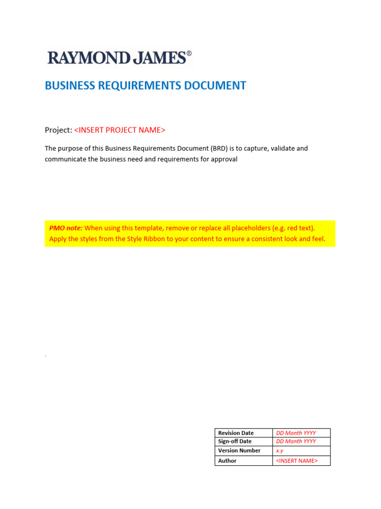 Business Requirements Document Template | PDF | Information Security ...