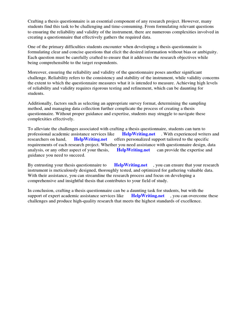 Thesis Questionnaire Guide for Students | PDF | Survey Methodology | Thesis