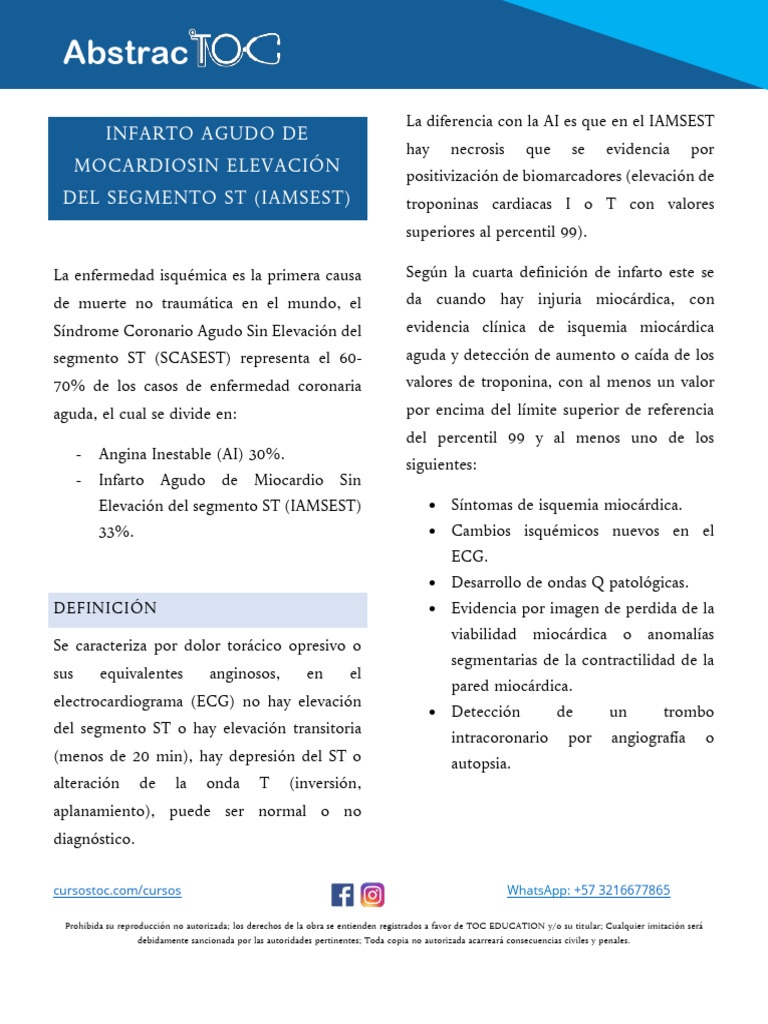 1685320024AbstracTOC. IAM Infarto Agudo de Miocardio Sin Elevación Del ...