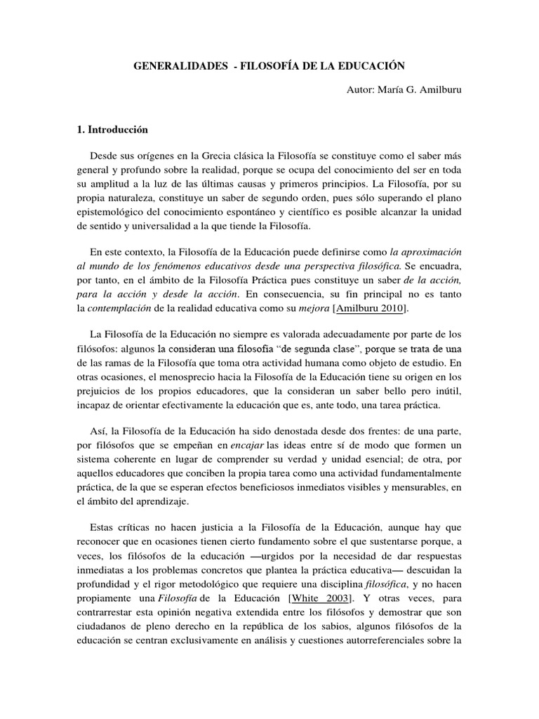 Filosofía de la Educación: Fundamentos y Críticas | PDF
