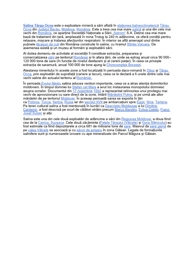 Salina Târgu Ocna | PDF