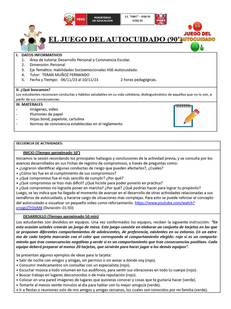 El Juego Del Autocuidado | PDF