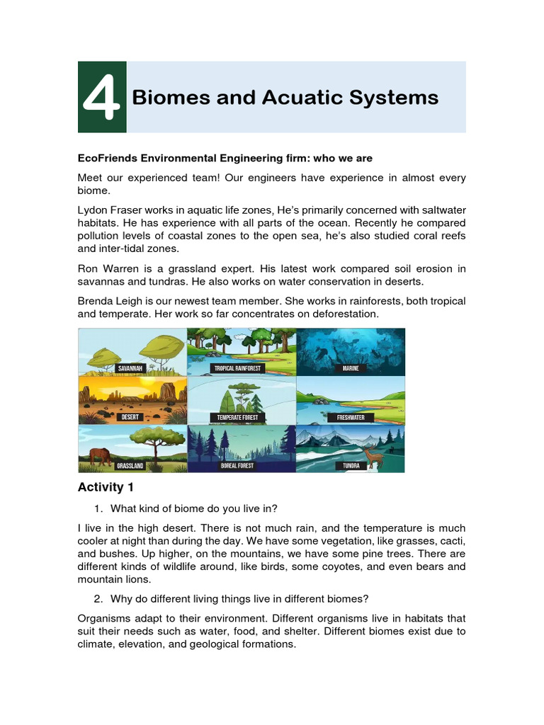 4 Biomes and aquatic sistem | PDF | Grassland | Marine Biology