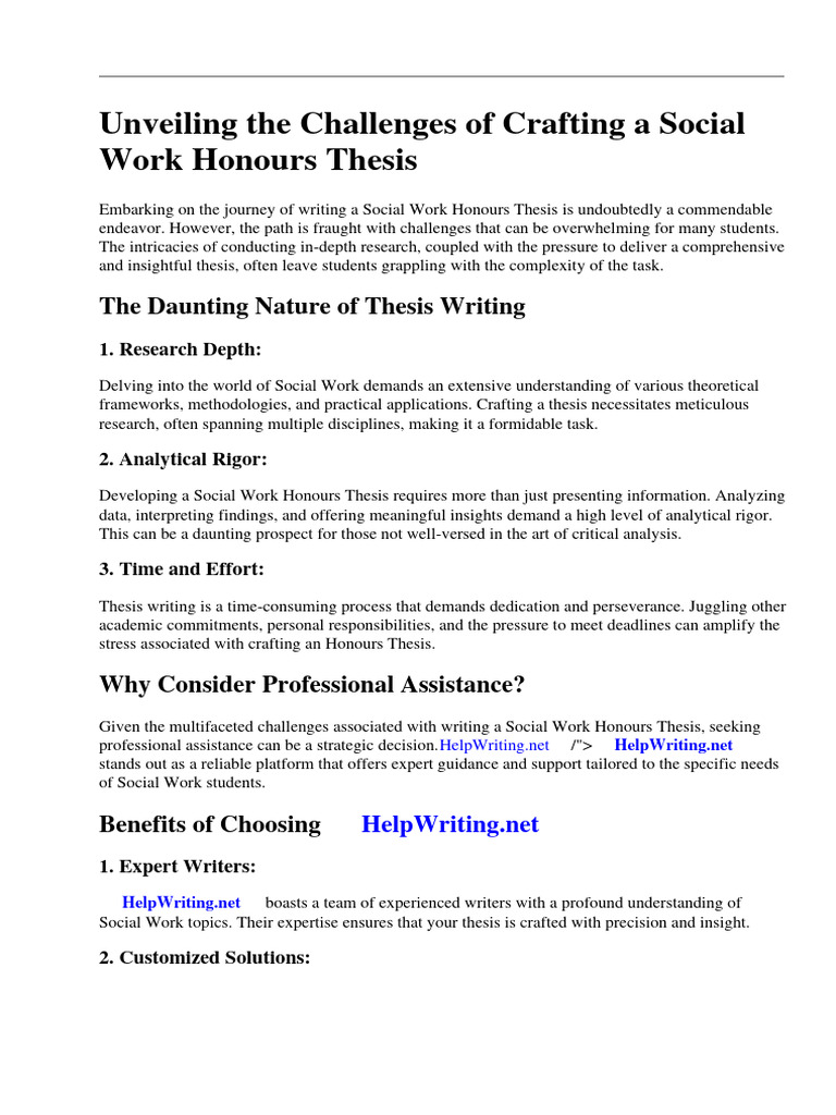 Social Work Honours Thesis Topics | PDF | Thesis | End Of Life Care