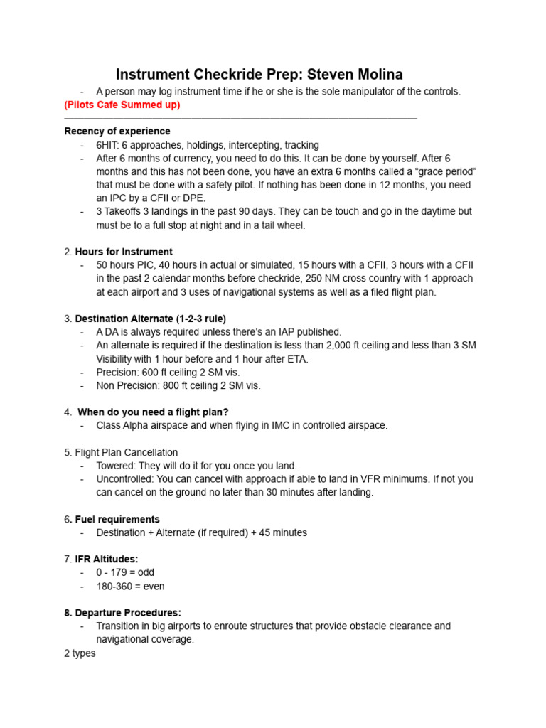 Instrument Checkride Prep | PDF