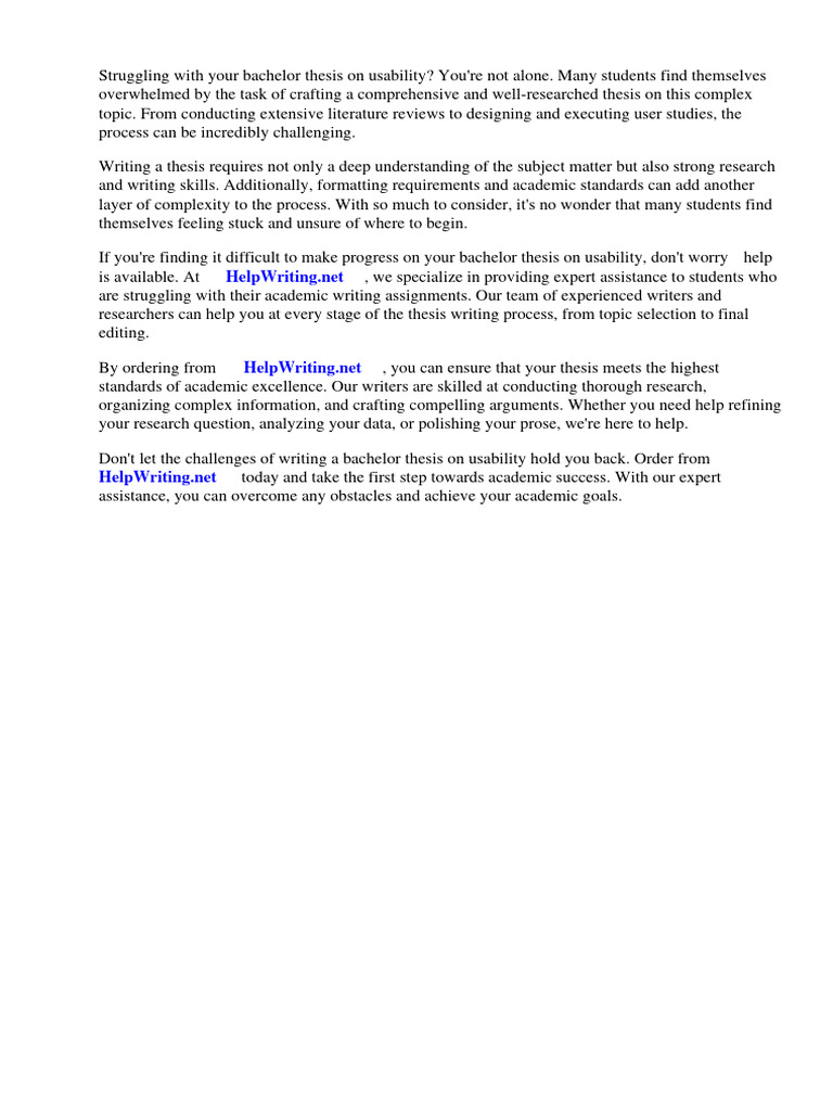 Bachelor Thesis Usability | PDF