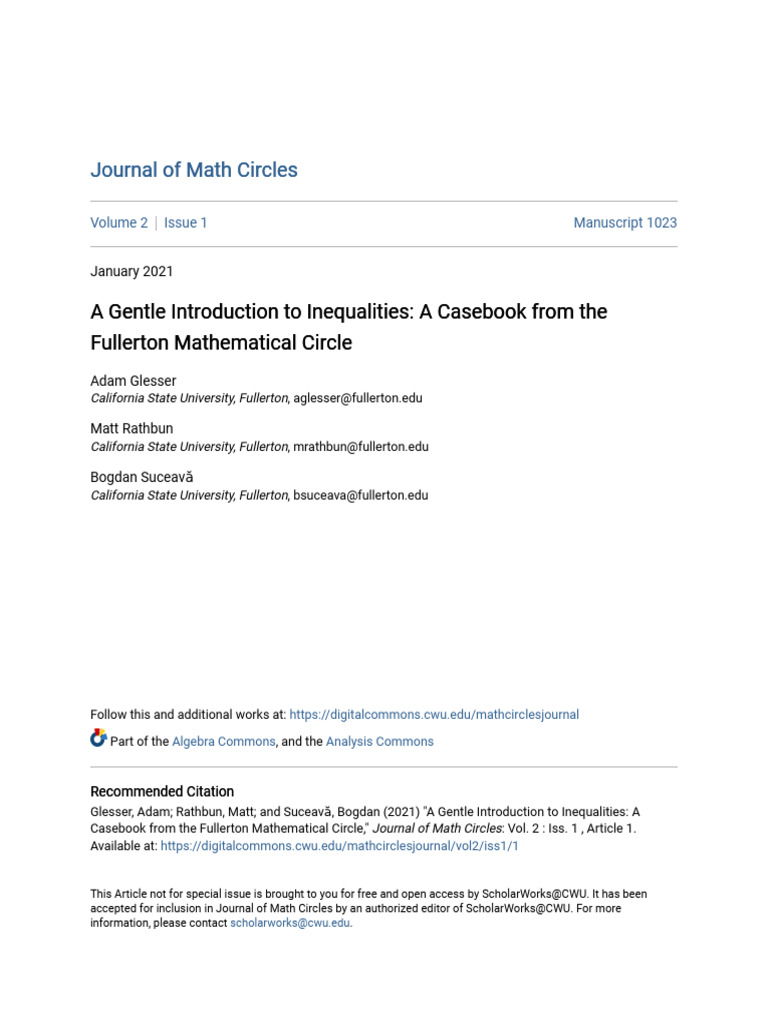 Introduction to Inequalities in Math Circles | PDF | Mathematics ...