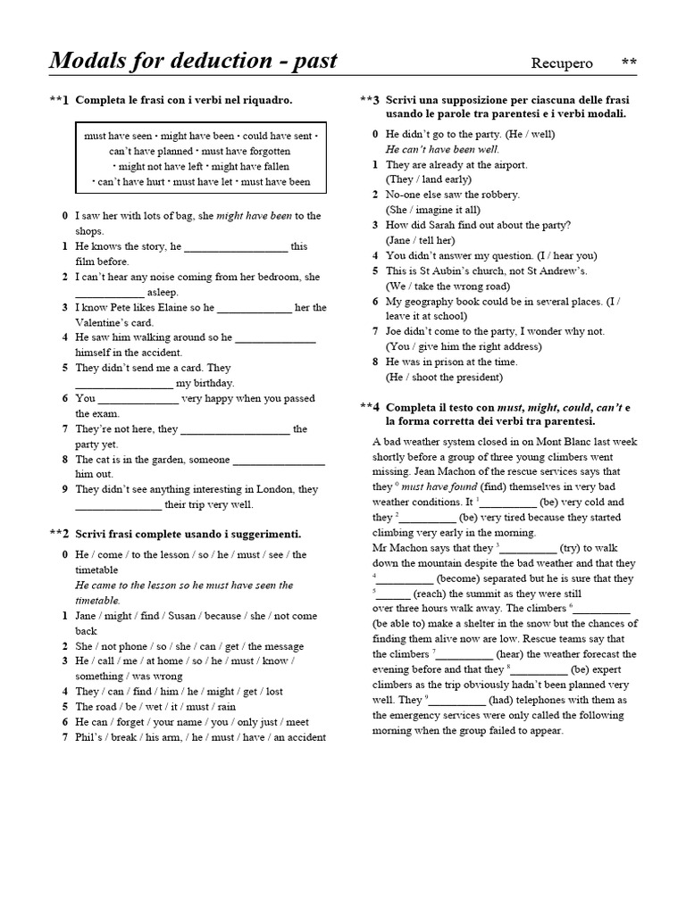 Modals Deduction Past | PDF