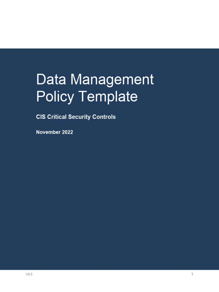 Data Management Policy Template For CIS Control 3 | PDF | Computer ...
