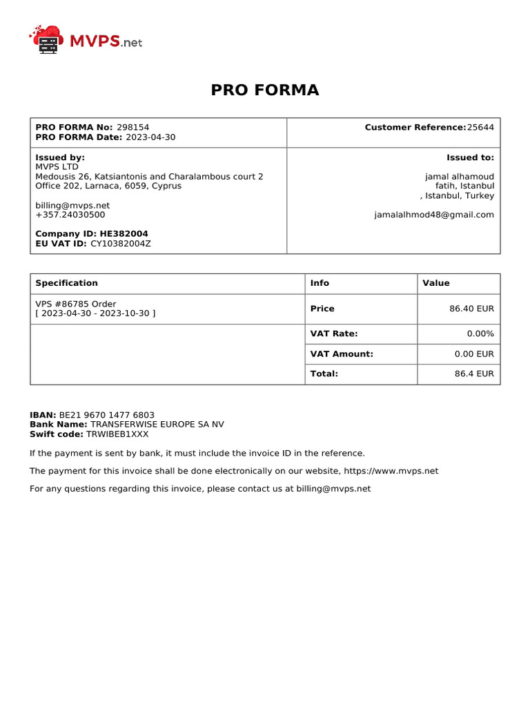 Mvps Proforma 298154 | PDF