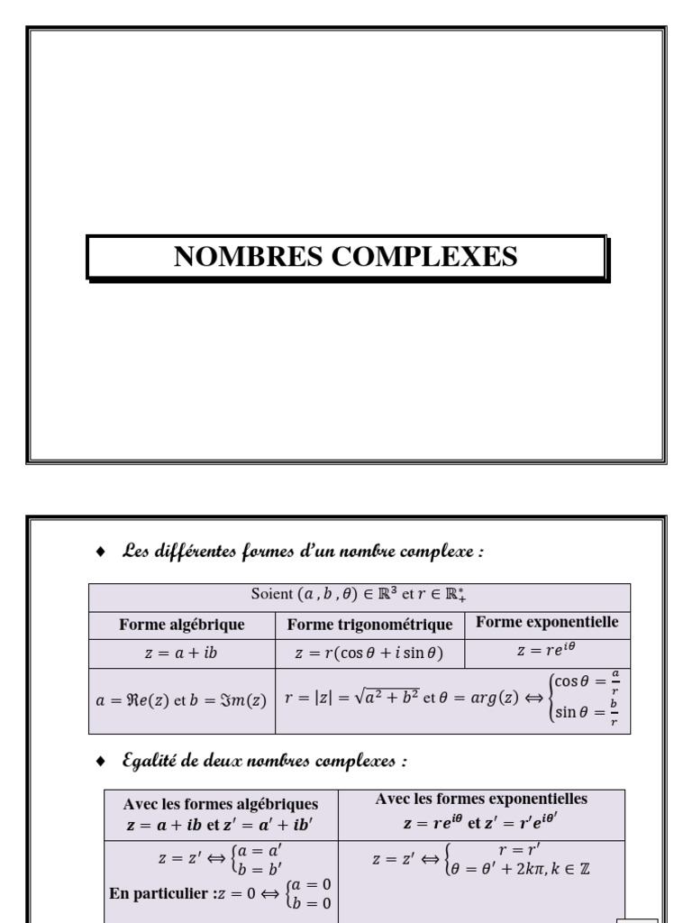 Formules Nombres Complexes | PDF