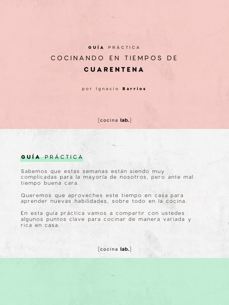 Handbook - Cocinando en Tiempos de Cuarentena - Cocina Lab | PDF | Preparación de comida y ...