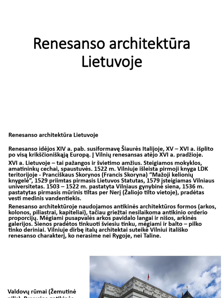 Renesanso Architektura Lietuvoje | PDF