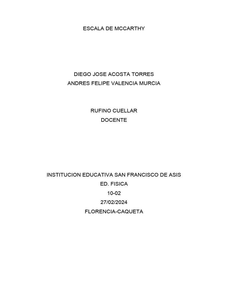 Escala de Mccarthy | PDF