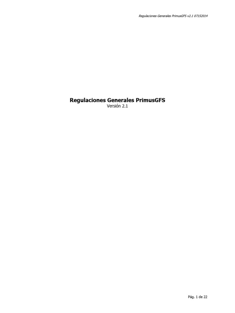 PrimusGFS Regulaciones Generales v2!1!03052014 Esp | PDF | Análisis de ...