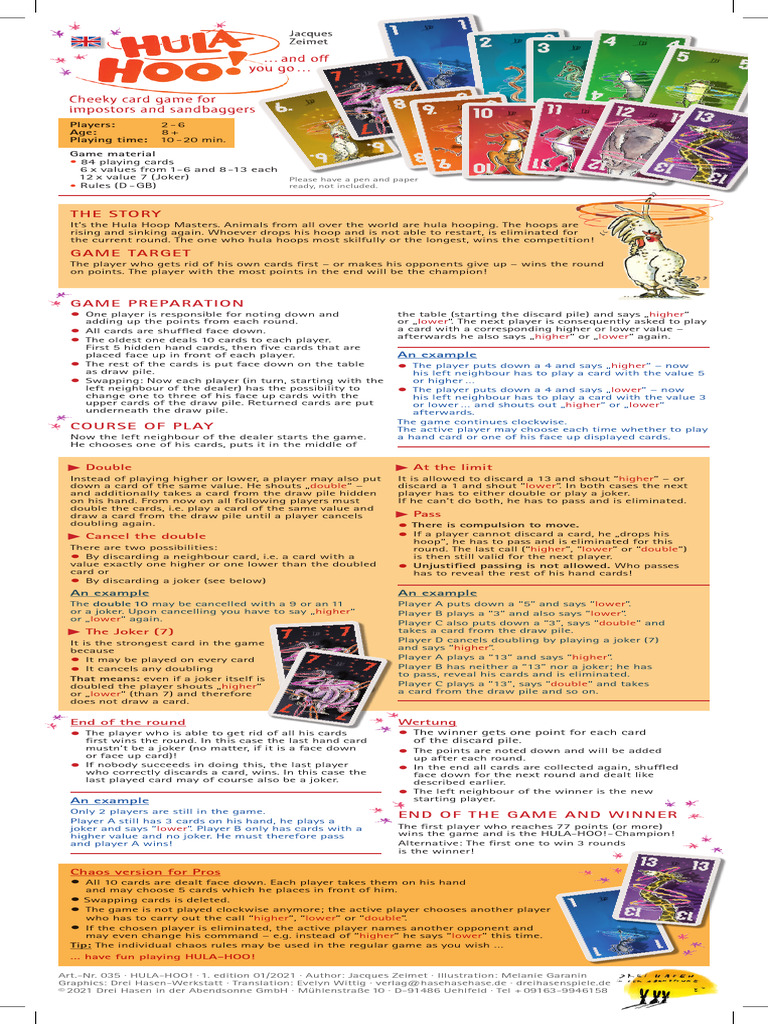 12 Hula Hoo Rulebook | PDF | Ephemera | Tabletop Games