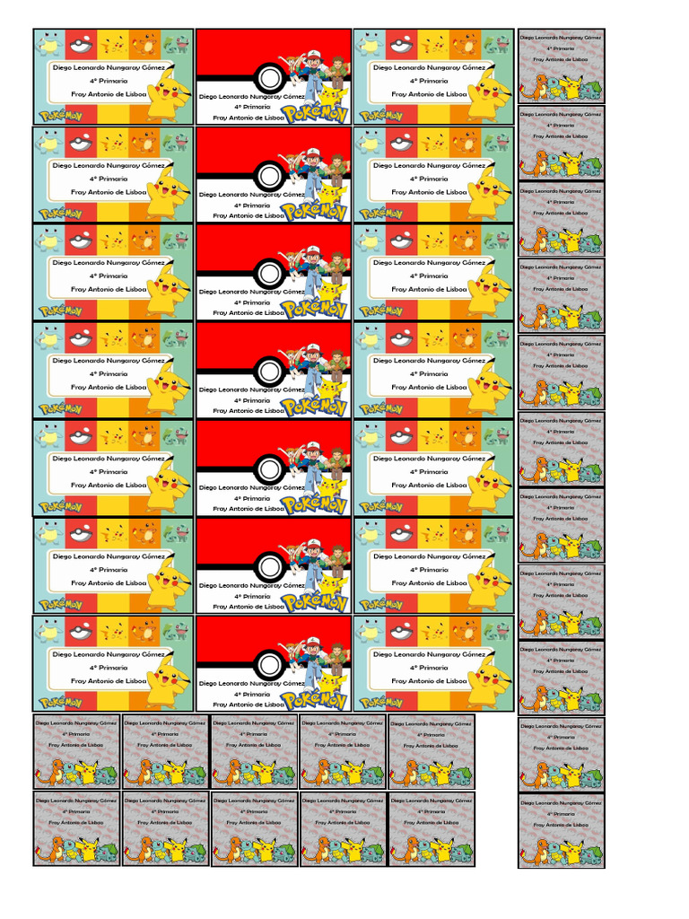 Etiquetas Pokemon | PDF