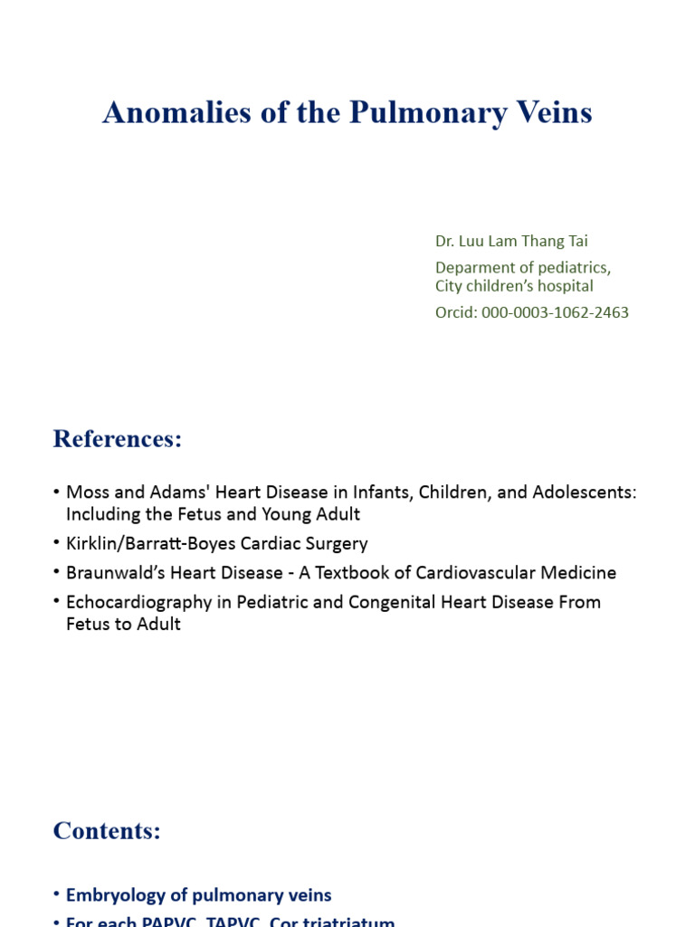 Anomalies of The Pulmonary Veins | PDF | Vein | Heart