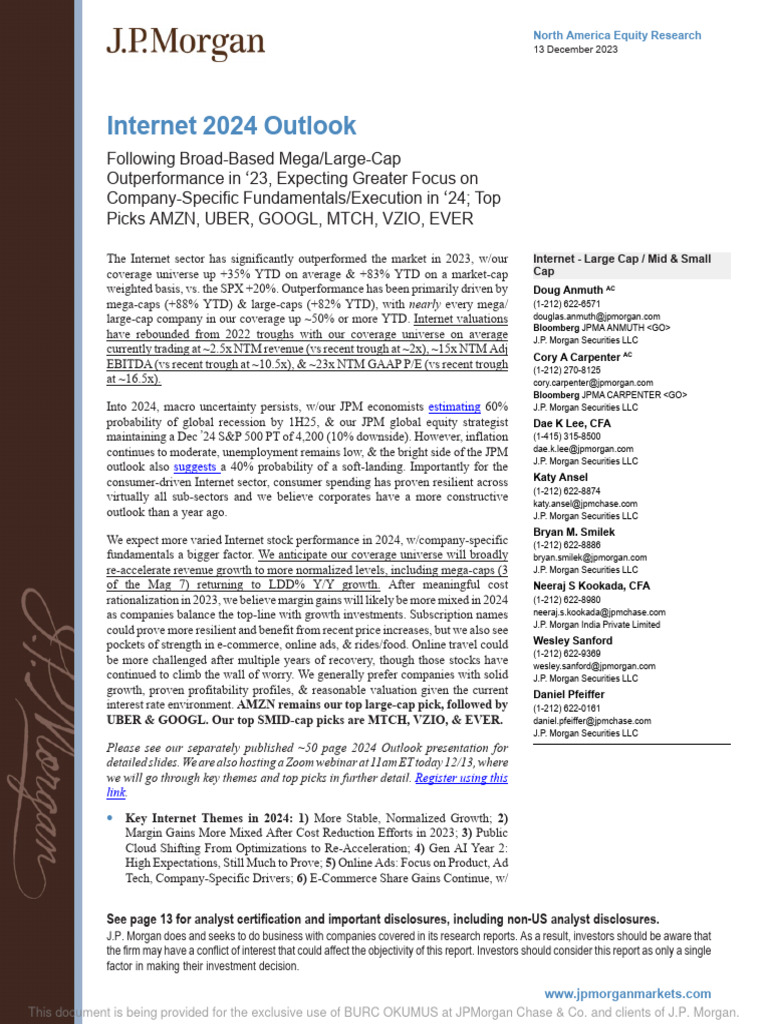 JP Morgan Top Picks | PDF | Jp Morgan Chase | J.P. Morgan & Co.