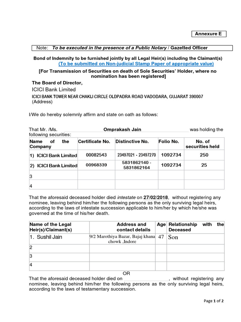 Annexure E | PDF | Indemnity | Civil Law (Common Law)